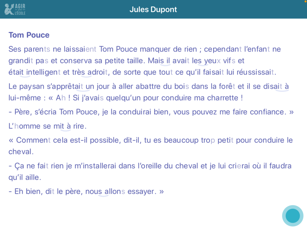 Agir pour l'école - Outil pédagogique en ligne aide à la lecture